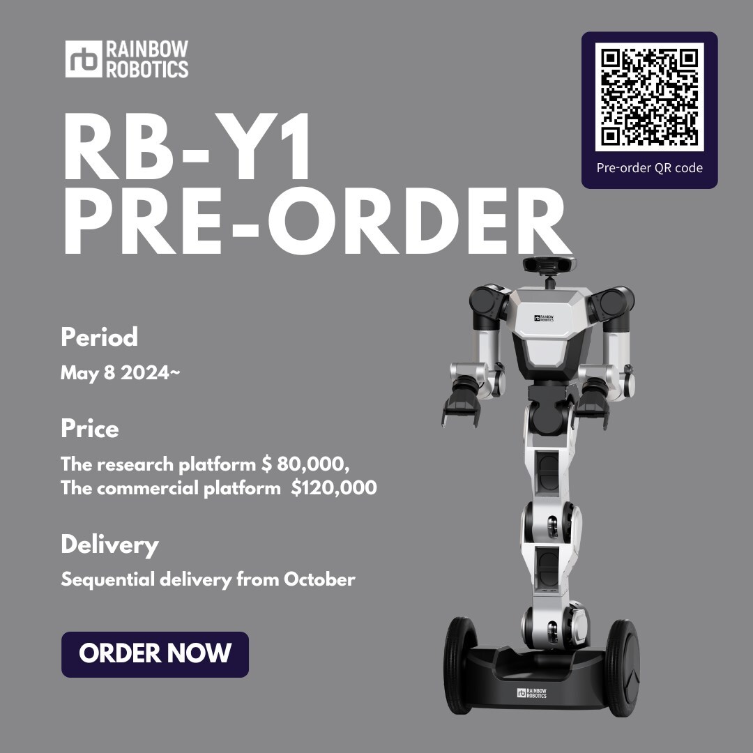[Press Release] Rainbow Robotics begins pre-orders of Bimanual Mobile Manipulator RB-Y1, the ...